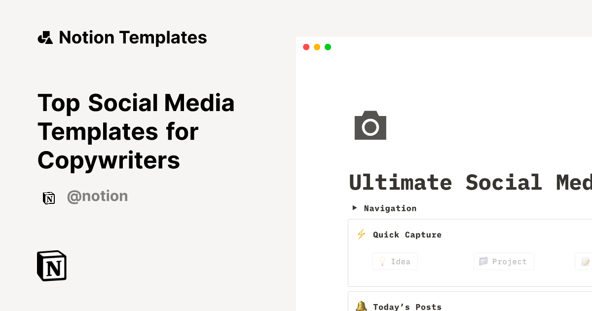 Top Social Media Templates for Copywriters | Notion Template Marketplace