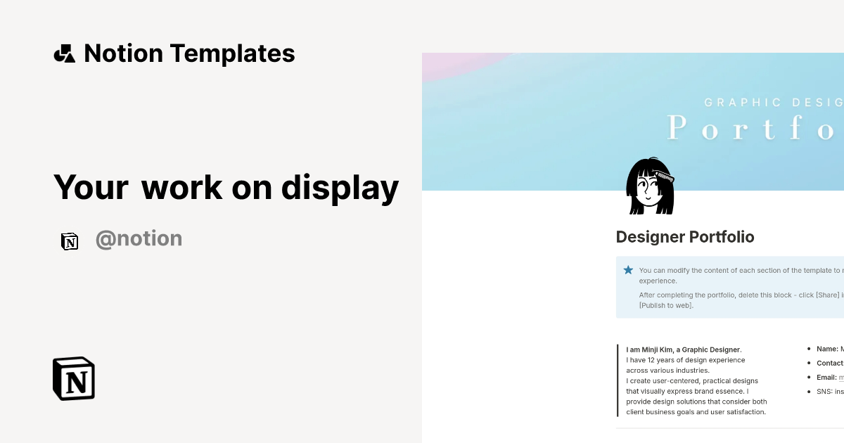 Your work on display | Notion Template Marketplace