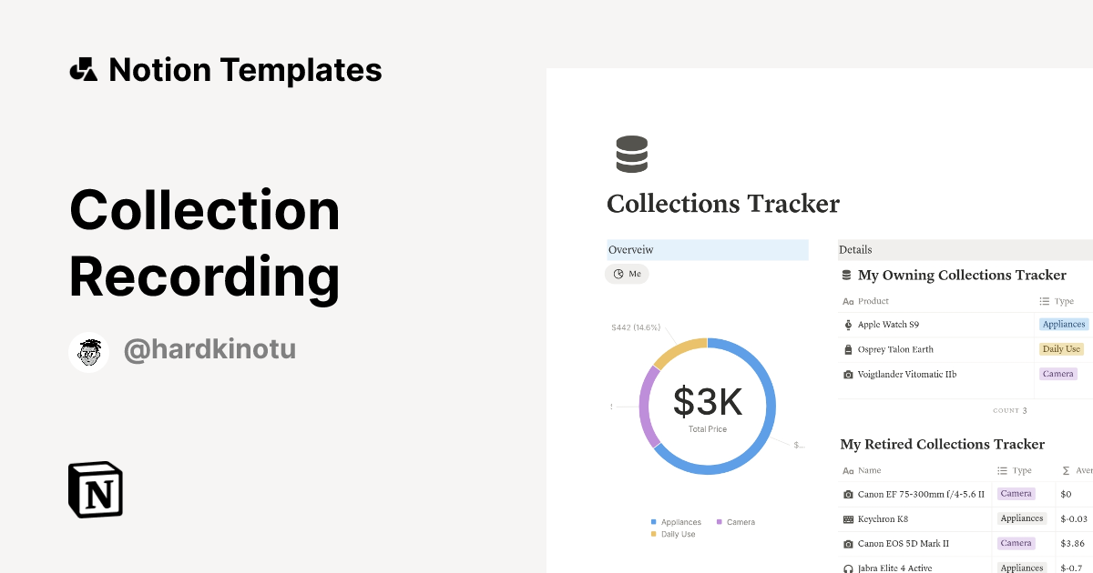 Collection Recording Template | Notion Marketplace