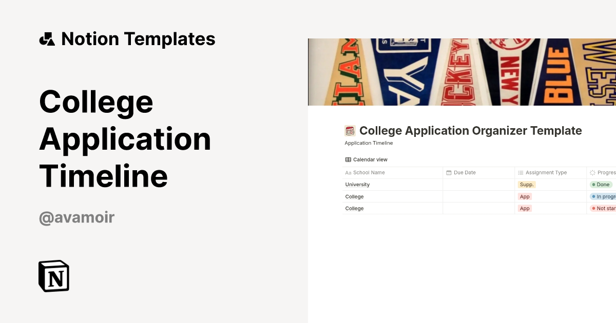 College Application Timeline Template by Ava Moir | Notion Marketplace