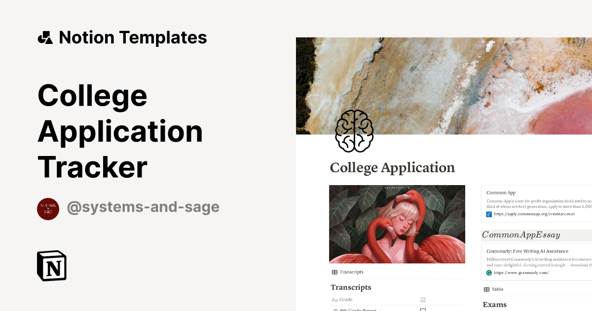 College Application Tracker Template | Notion Marketplace
