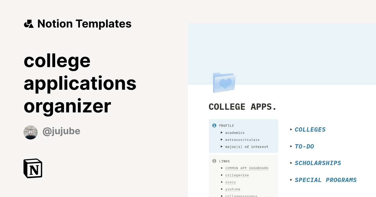 college applications organizer Template | Notion Marketplace