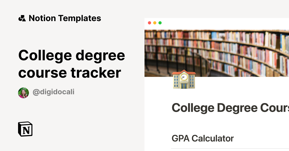 College degree course tracker Template by Alison - Digi Doc | Notion ...