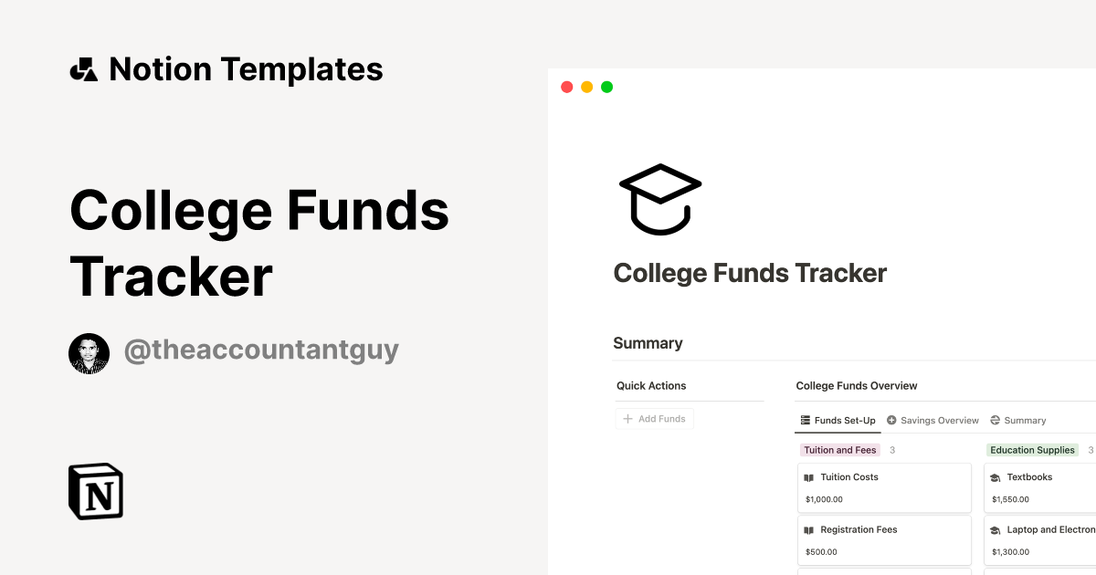 College Funds Tracker Template | Notion Marketplace