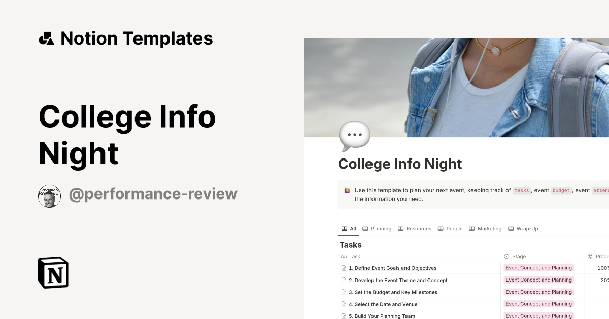 College Info Night Template | Notion Marketplace