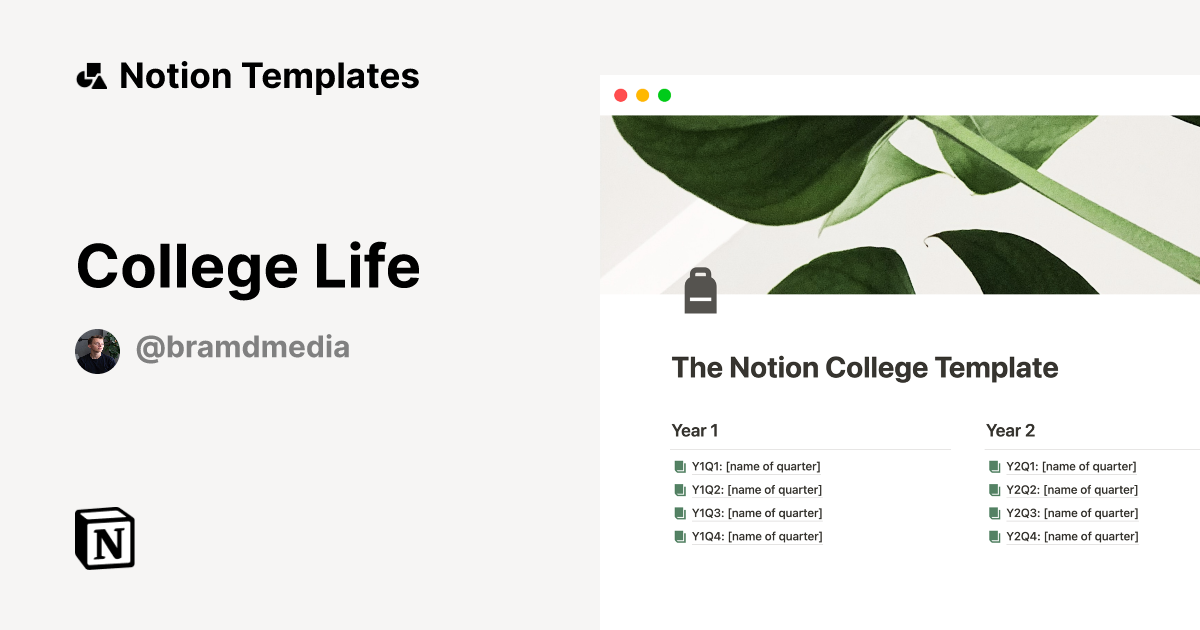 College Life Template by Bram D Media | Notion Marketplace