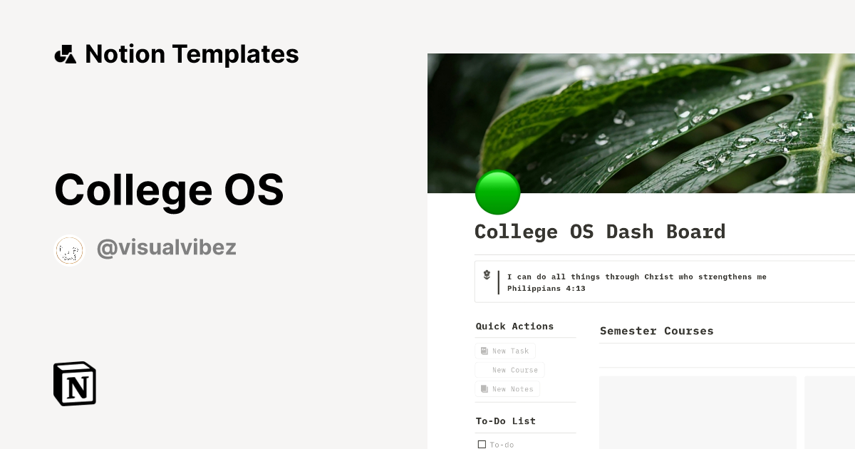 College OS Template | Notion Marketplace