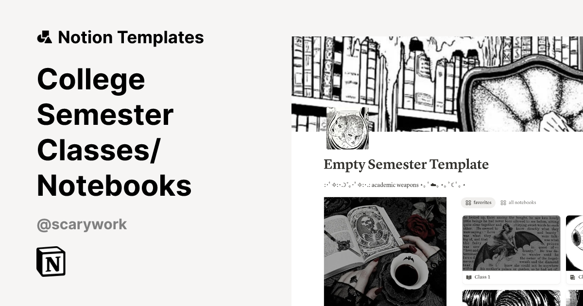 College Semester Classes/Notebooks Template by Kate's Gothic Templates ...