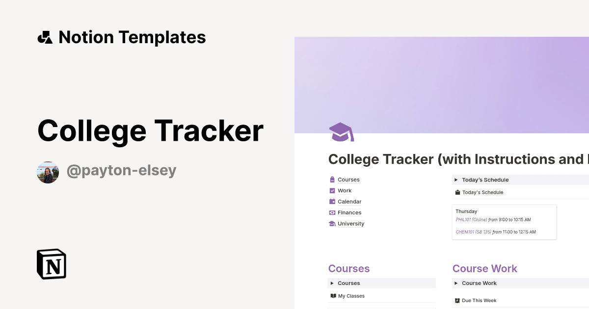 College Tracker Template | Notion Marketplace