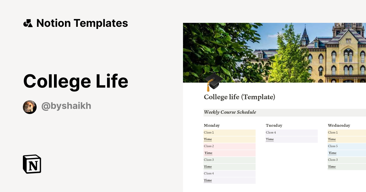 College Life Template by byShaikh | Notion Marketplace