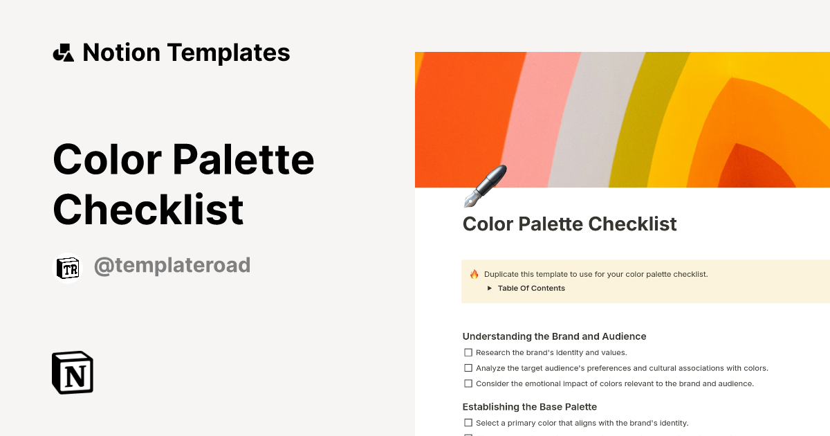 Color Palette Checklist Template | Notion Marketplace
