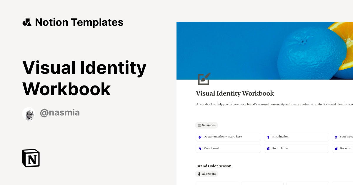 Visual Identity Workbook Template by Nasmia | Notion Marketplace