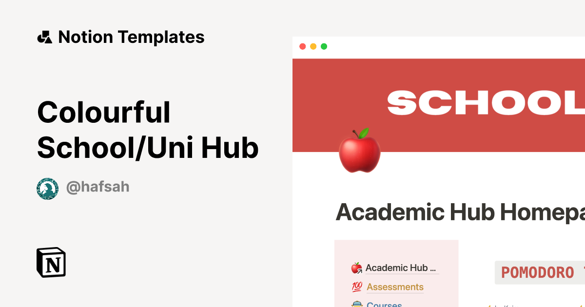 Colourful School/Uni Hub Template by Hafsah I | Notion Marketplace