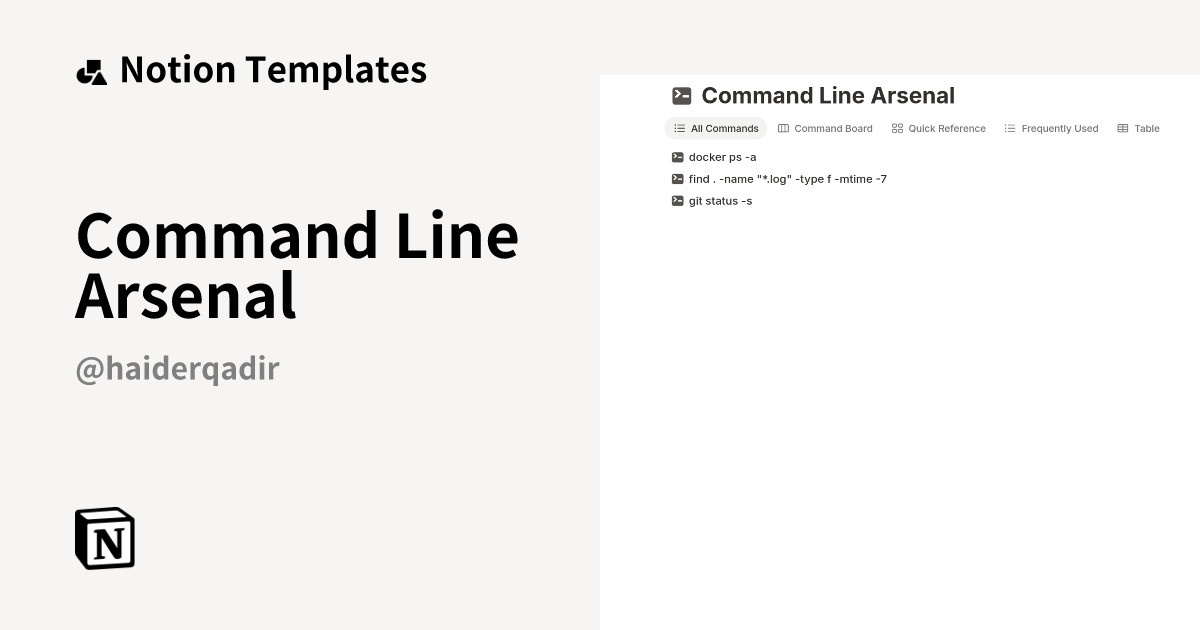 Command Line Arsenal Template | Notion Marketplace