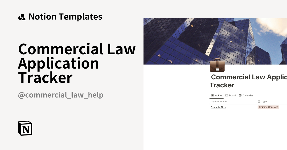 Commercial Law Application Tracker Template | Notion Marketplace