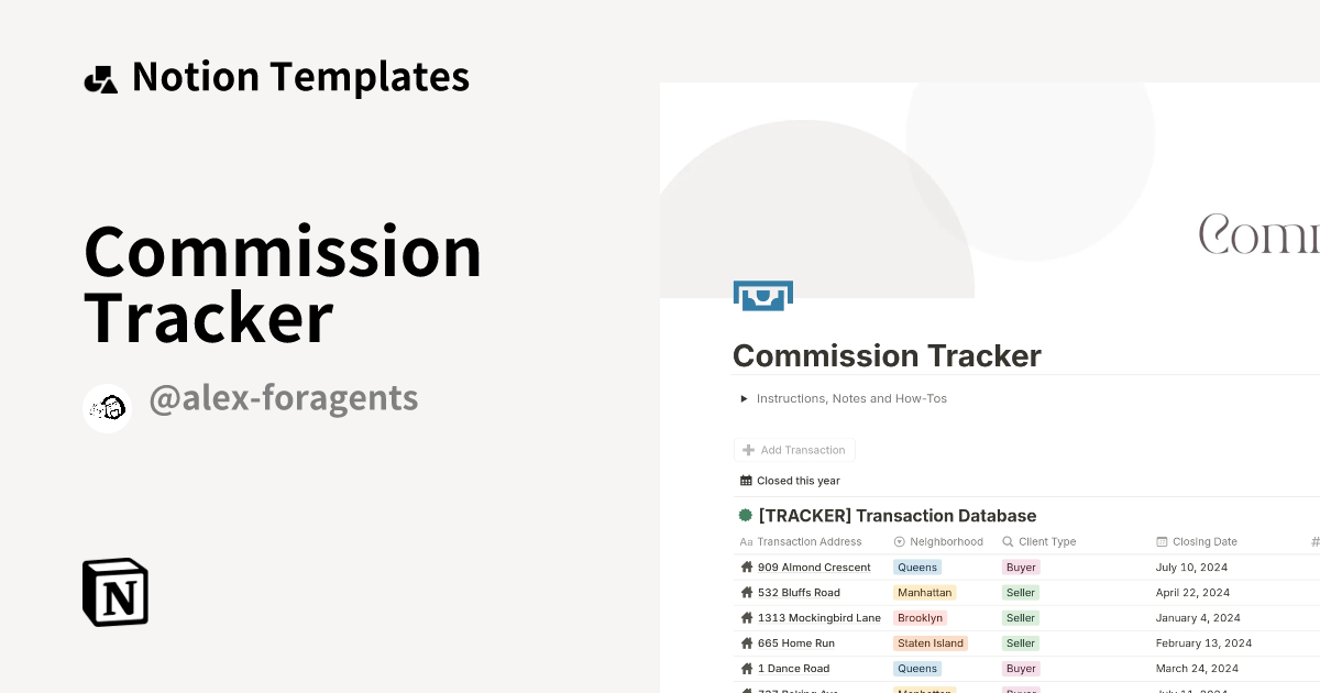 Commission Tracker Template by Alex & Pumpkin | Notion Marketplace