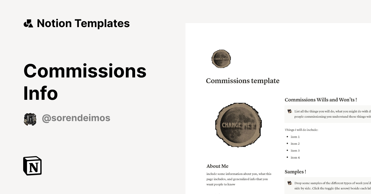Commissions Info Template | Notion Marketplace
