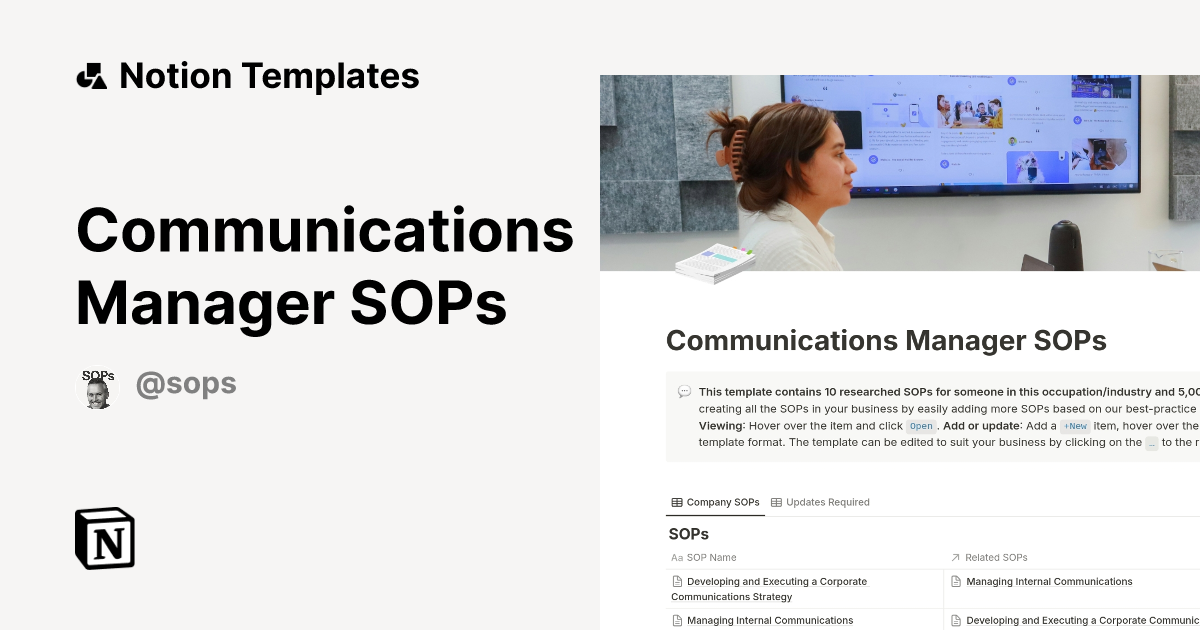 Communications Manager SOPs Template by SOPs | Notion Marketplace