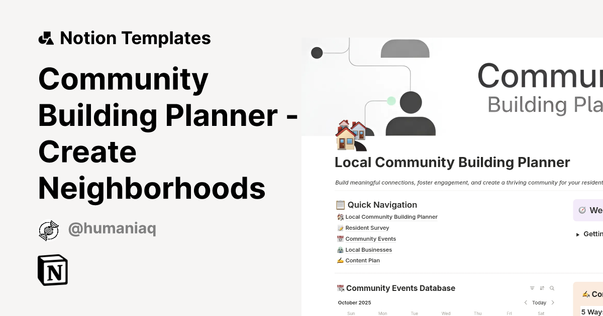Community Building Planner - Create Neighborhoods Template | Notion ...