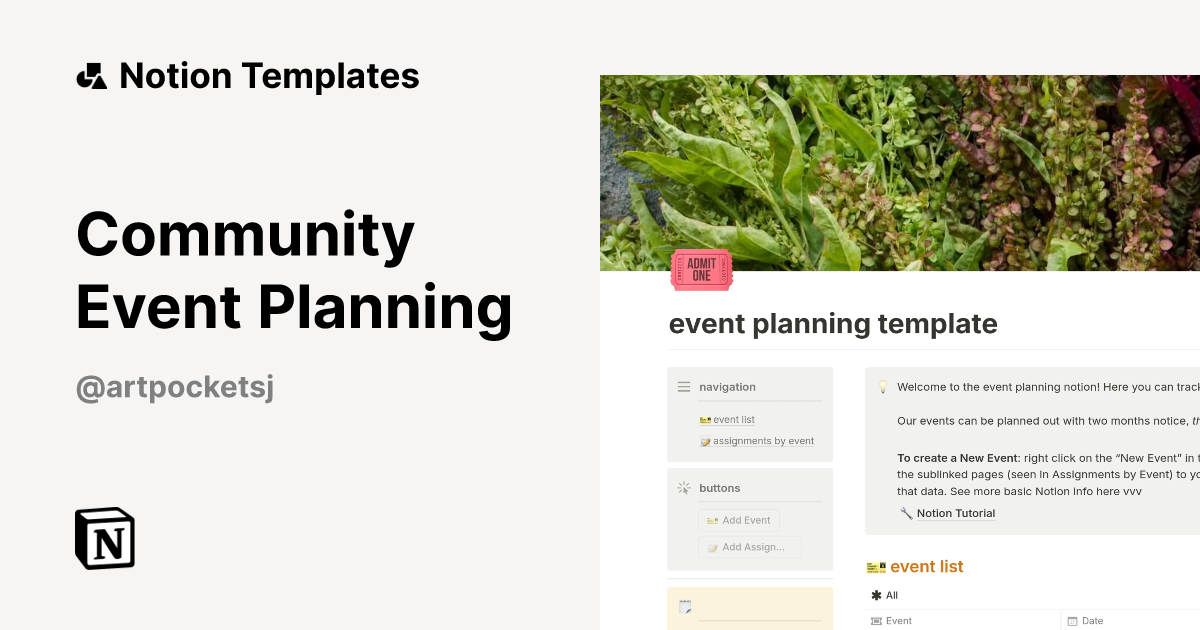 Community Event Planning Template by Art Pocket SJ | Notion Marketplace