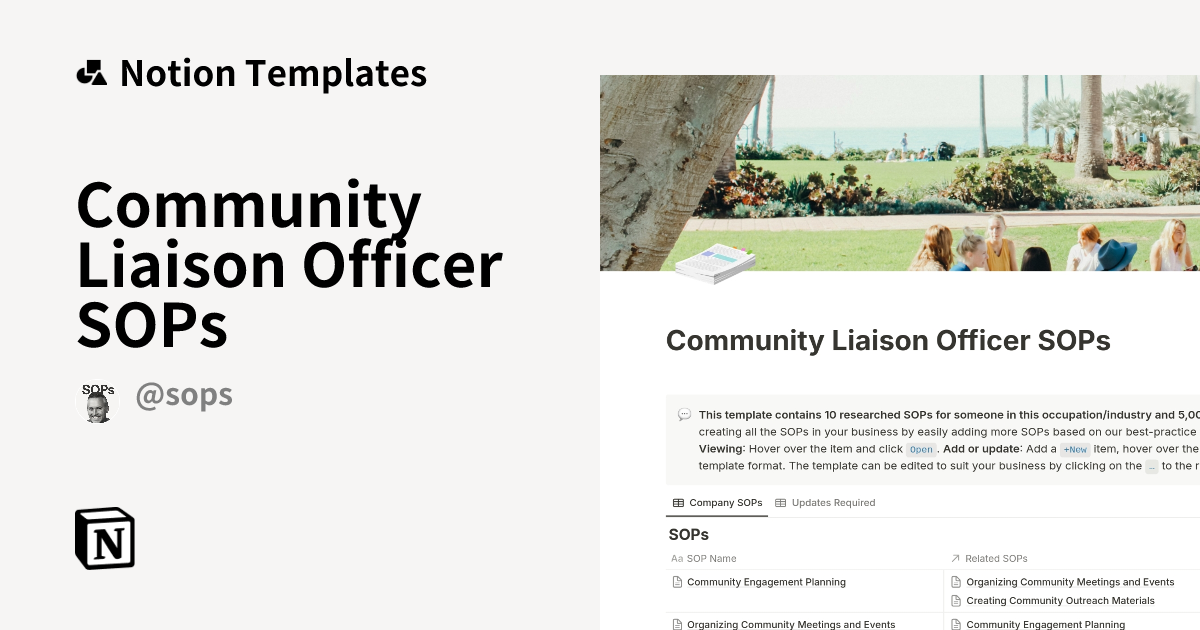 Community Liaison Officer SOPs Template | Notion Marketplace