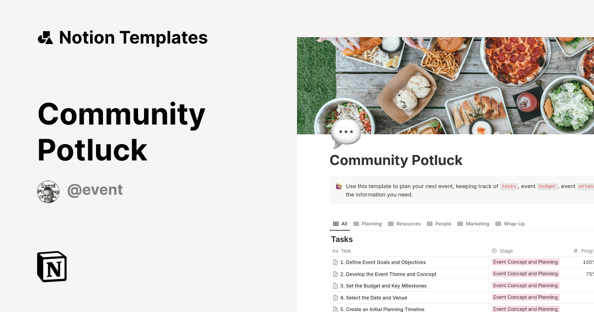 Community Potluck Template by Event Planning Checklist | Notion Marketplace
