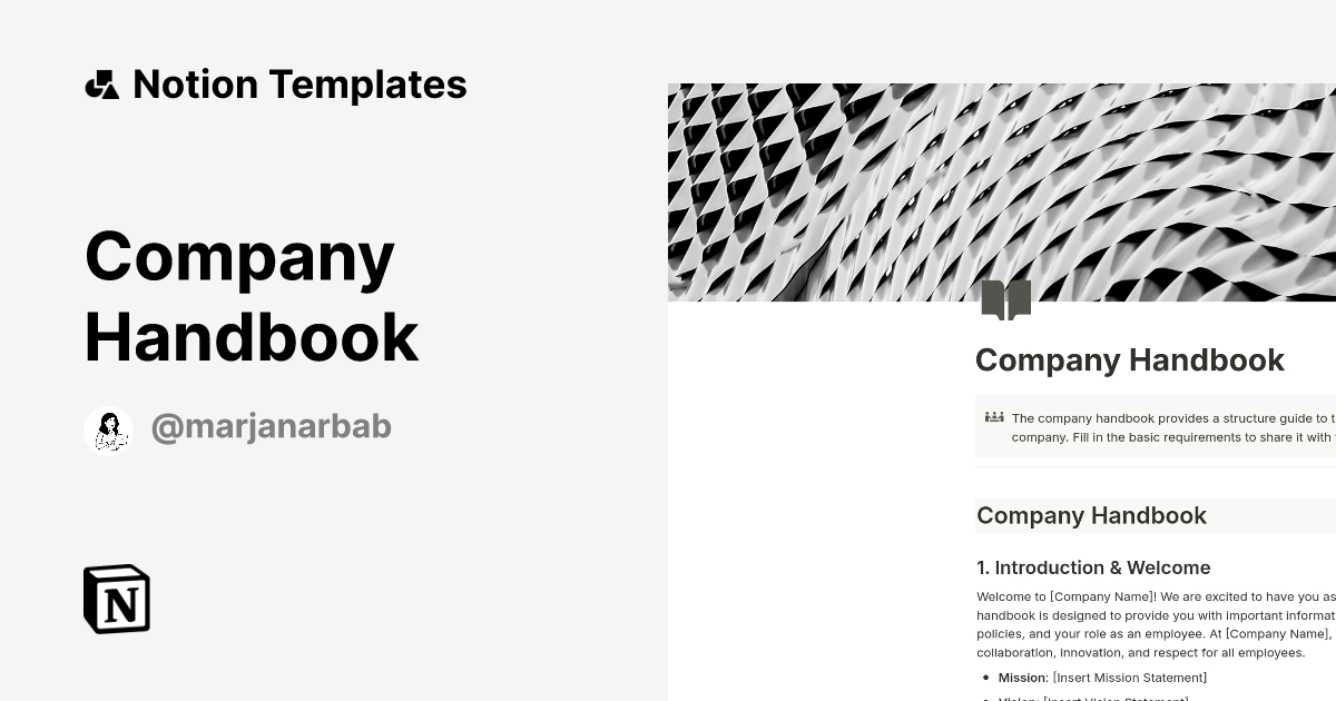 Company Handbook Template by Marjan Arbab | Notion Marketplace