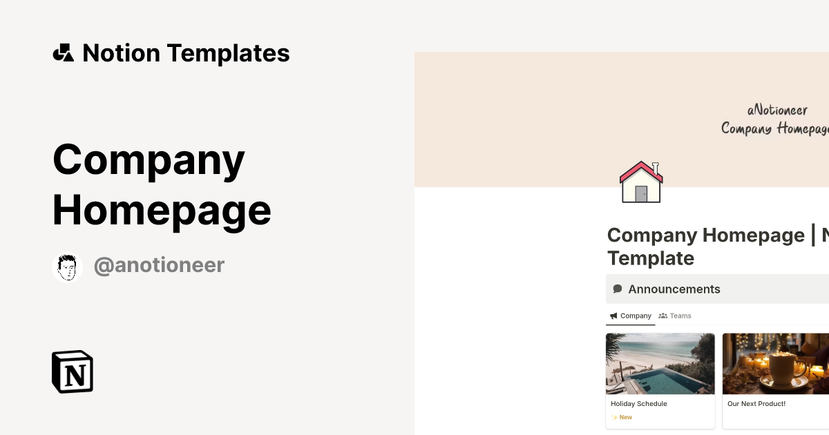 Company Homepage Template by aNotioneer | Notion Marketplace