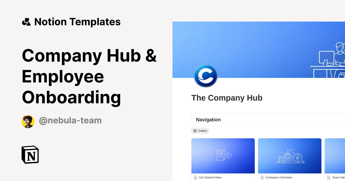 Company Hub & Employee Onboarding Template by Nebula | Notion Marketplace