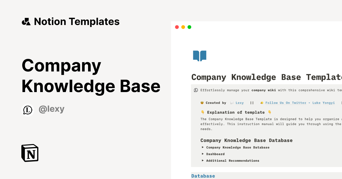 Company Knowledge Base Template by Lexy | Notion Marketplace