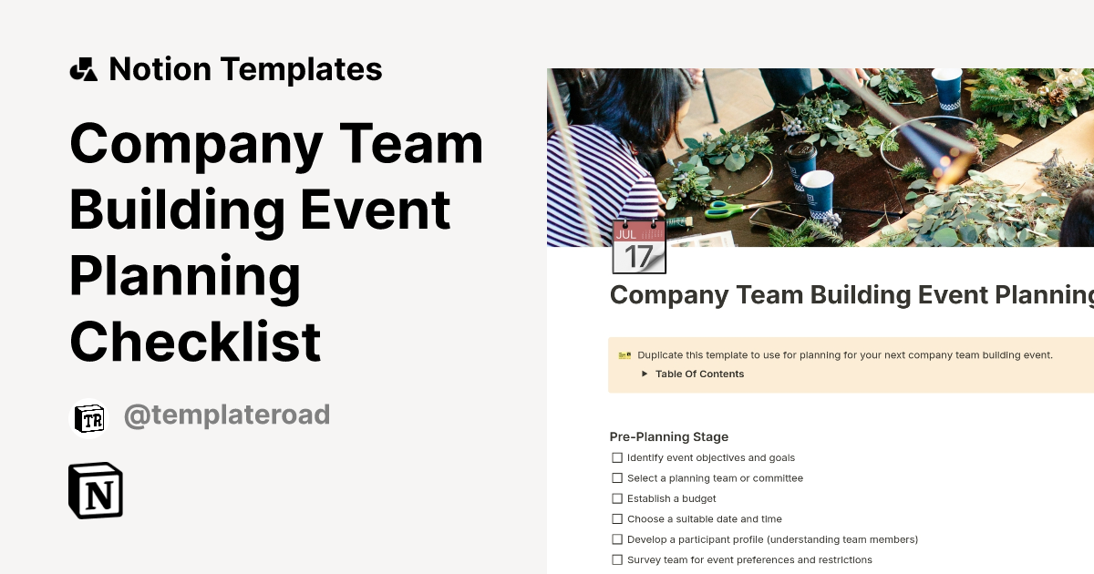 Company Team Building Event Planning Checklist Template by Template ...