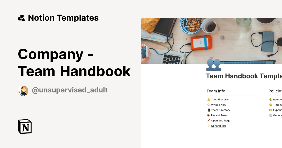 Company - Team Handbook Template | Notion Marketplace