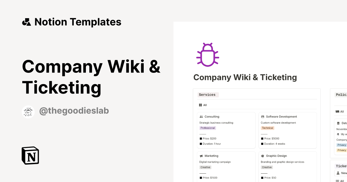 Company Wiki & Ticketing Template | Notion Marketplace