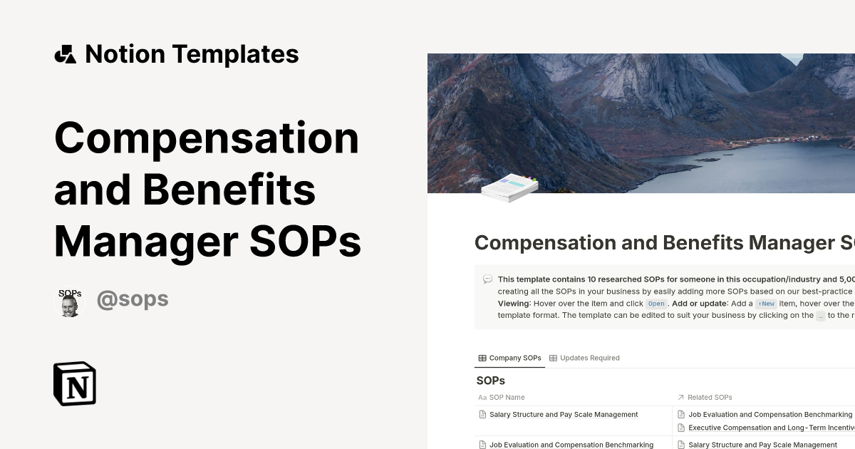 Compensation and Benefits Manager SOPs Template by SOPs | Notion ...