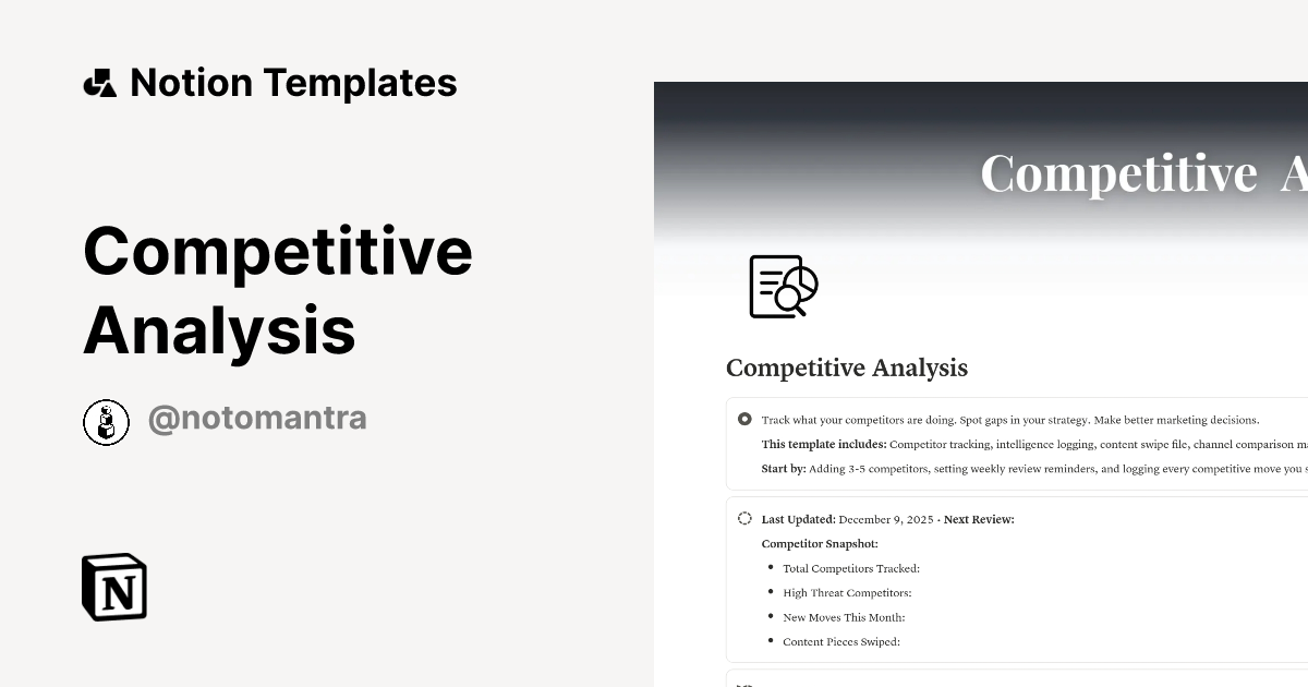Competitive Analysis Template | Notion Marketplace