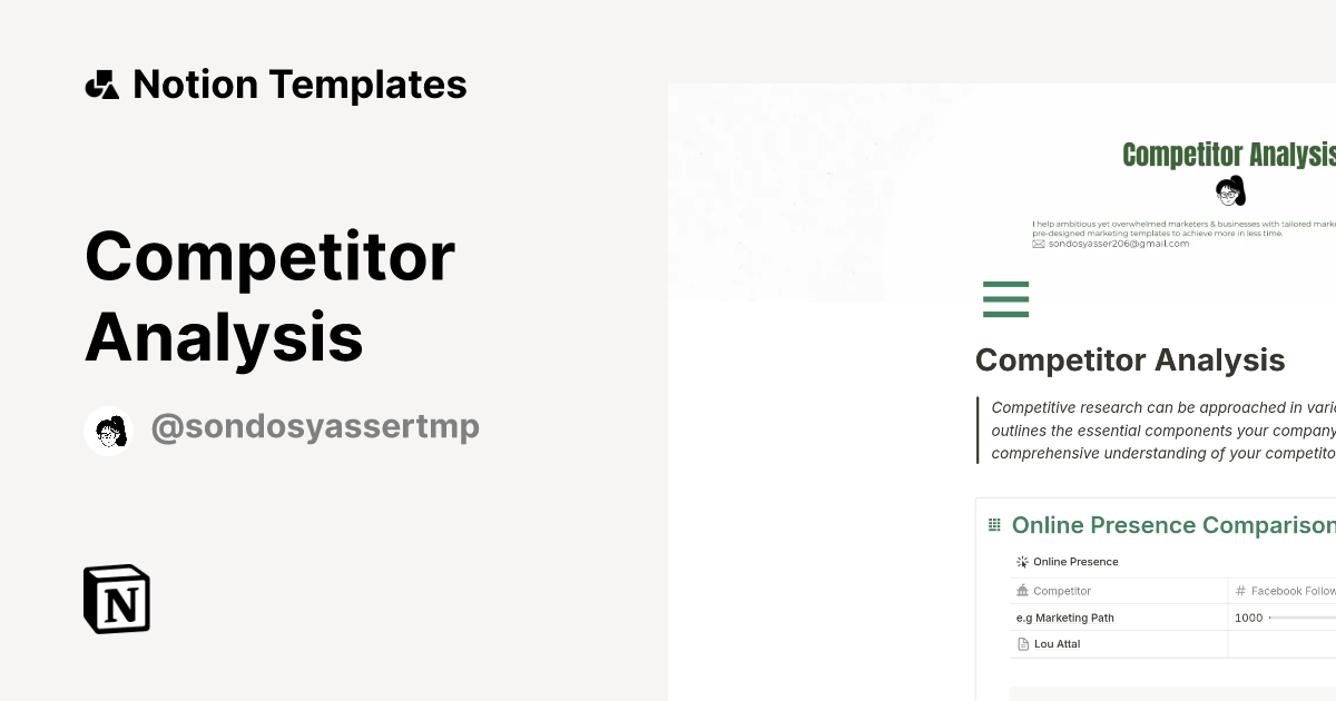 Competitor Analysis Template by Sondos Yasser | Notion Marketplace