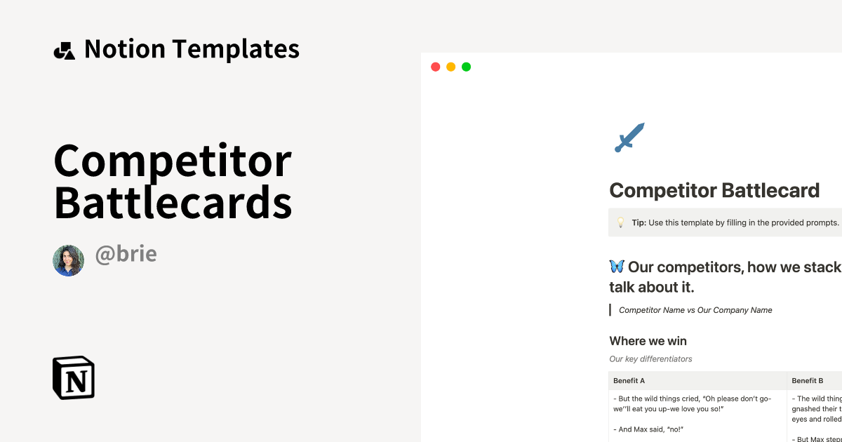 Competitor Battlecards Template | Notion Marketplace