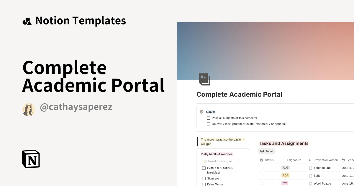 Complete Academic Portal Template | Notion Marketplace