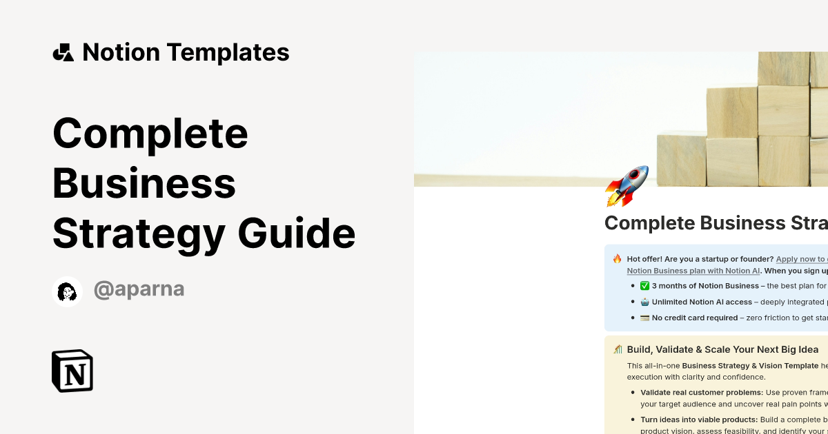 Complete Business Strategy Guide Template by Aparna Biswas | Notion ...