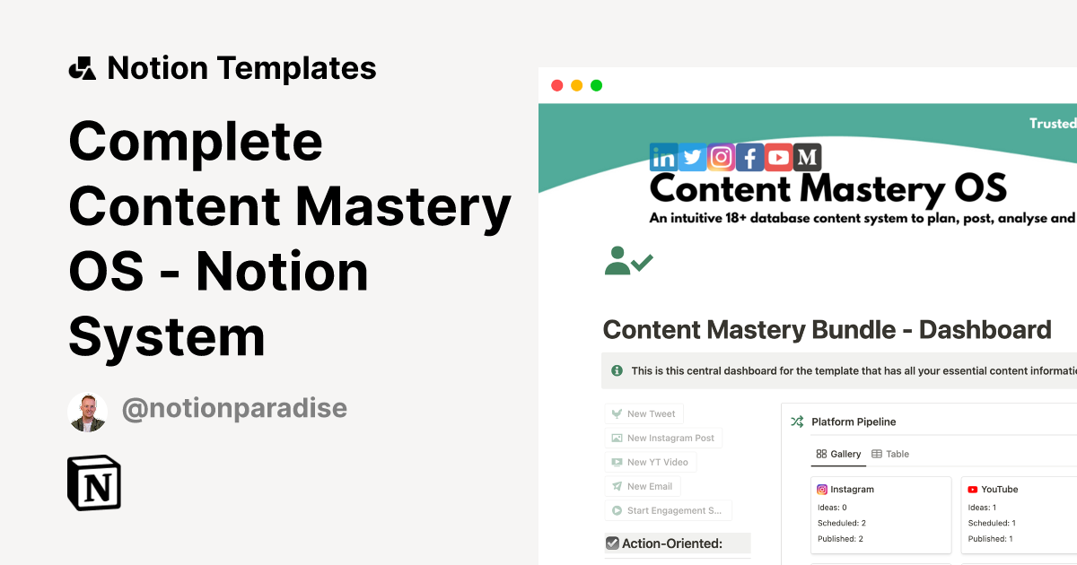 Complete Content Mastery Os Notion System Template By Shay Notion