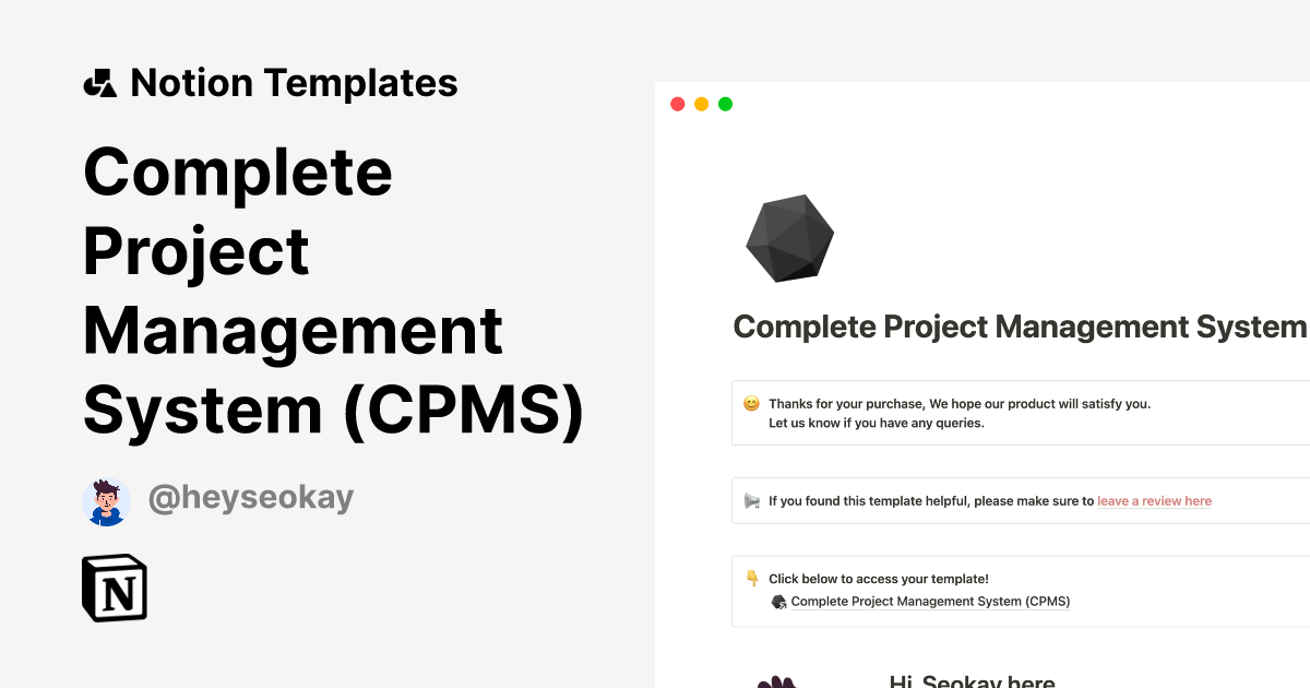 Complete Project Management System (CPMS) Template | Notion Marketplace