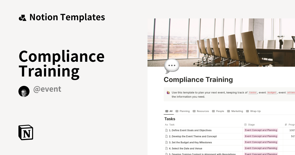 Compliance Training Template by Event | Notion Marketplace