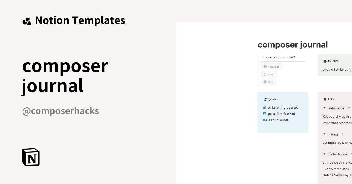 composer journal Template | Notion Marketplace
