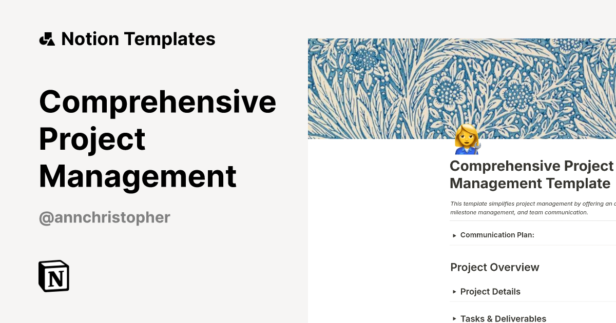 Comprehensive Project Management Template | Notion Marketplace