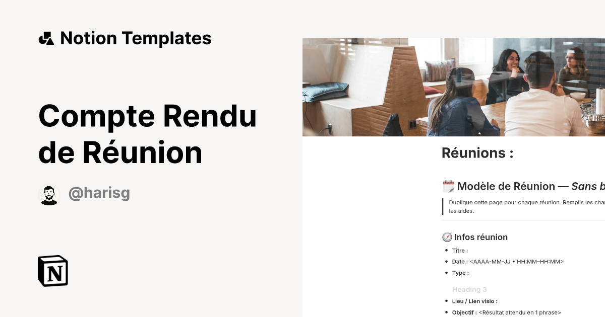 Compte Rendu de Réunion Template | Notion Marketplace