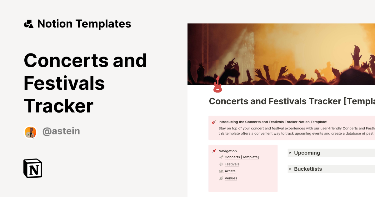 Concerts and Festivals Tracker Template by Alexander | Notion Marketplace