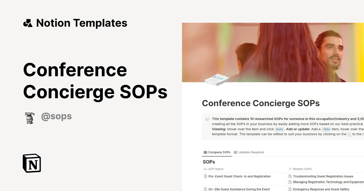 Conference Concierge SOPs Template | Notion Marketplace