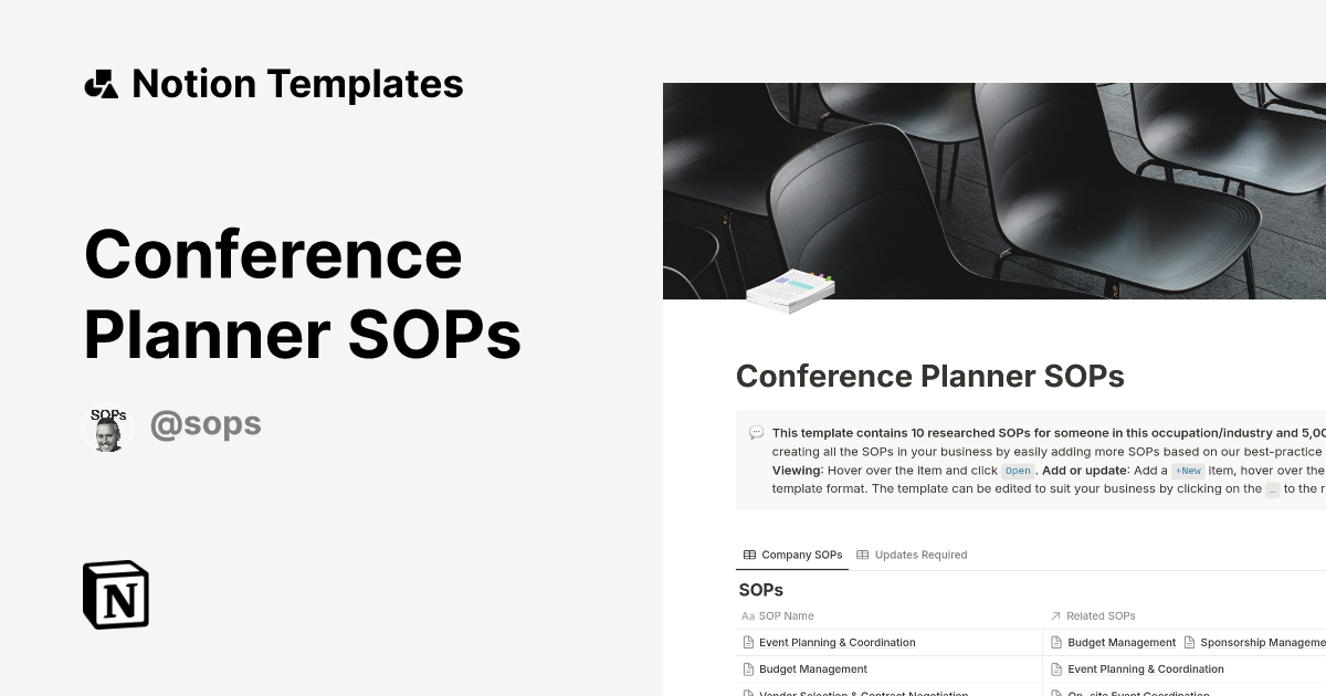 Conference Planner SOPs Template by SOPs | Notion Marketplace