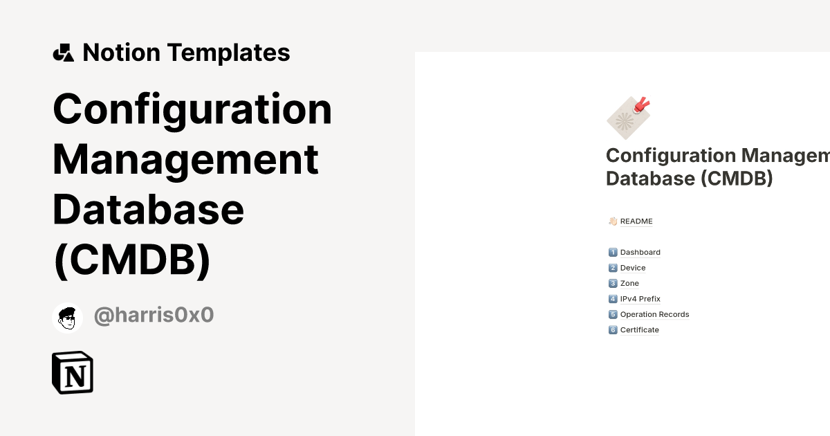 Configuration Management Database (CMDB) Template by Harris0x0 | Notion Marketplace