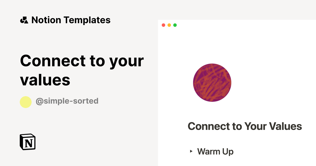 Connect to your values Template by Simple. Sorted. | Notion Marketplace